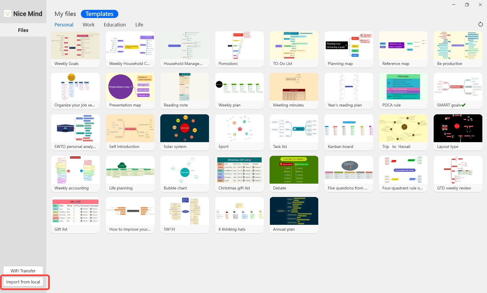 New, Save, Import and Export – Nice Mind